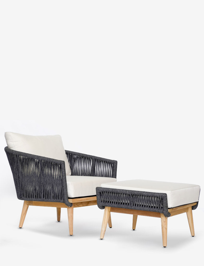 Morata DS Club Armchair, Grey Braid/Teak Legs – Outdoor Living Oahu