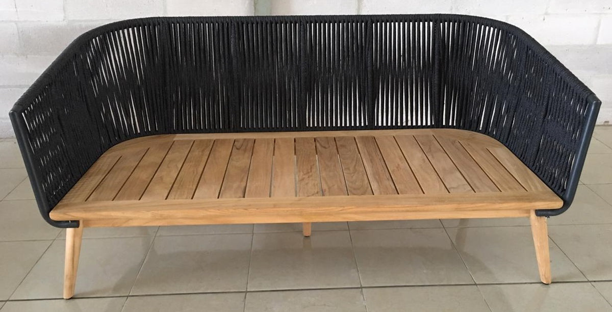 Morata DS Sofa, 3S, Grey Braid/Teak Legs – Outdoor Living Oahu